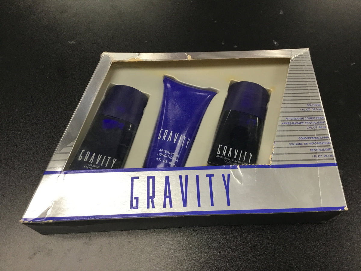 Gravity 3Pc Set Cologne Men includes 1oz Cologne, 3oz aftershave condi